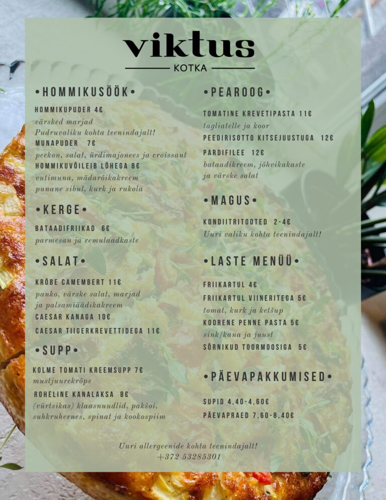 Kotka Tervisemaja » Viktus Kotka kohvikus uus à la carte menüü ja ...